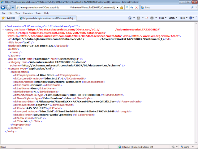 OakLeaf Systems: Enabling and Using the OData Protocol with SQL Azure